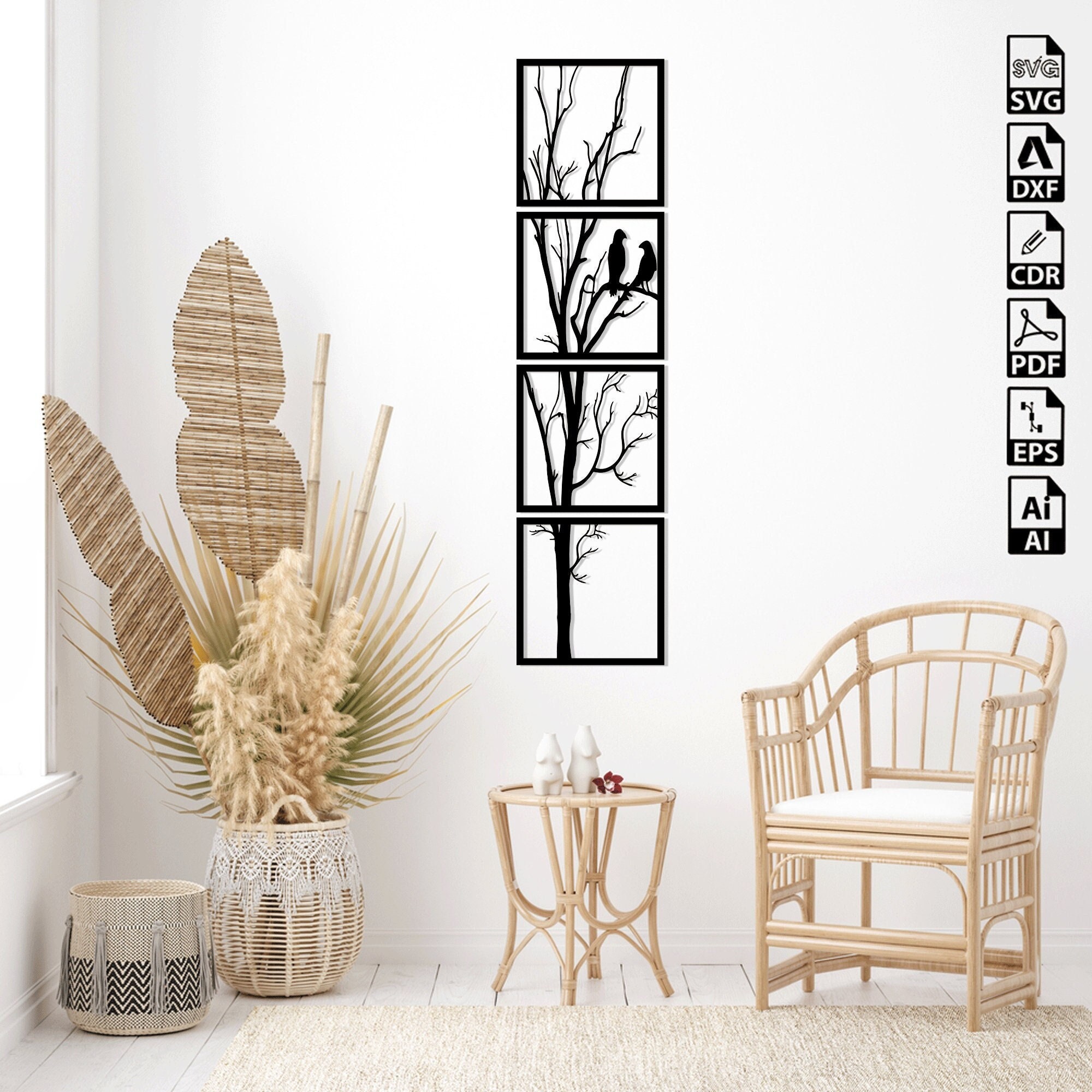 Birds on the Tree Dxf Svg Pdf Digital Download Laser Cut Cnc - Etsy