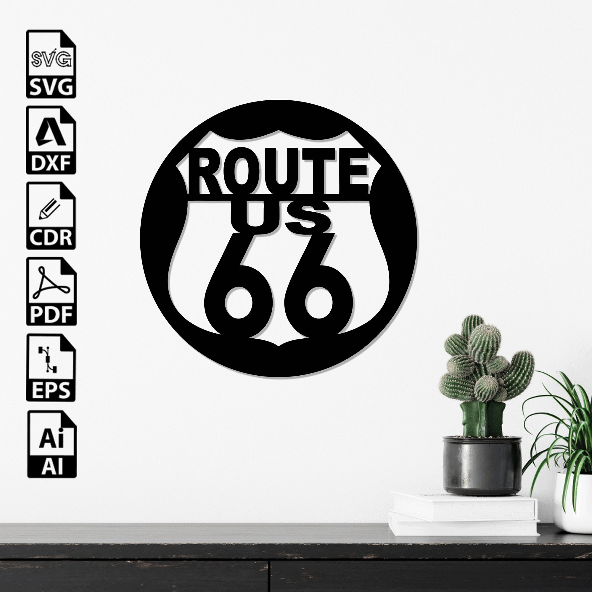 Route 66 Dxf US Svg Digital Download Laser Cut Cnc Cutting Router Files ...