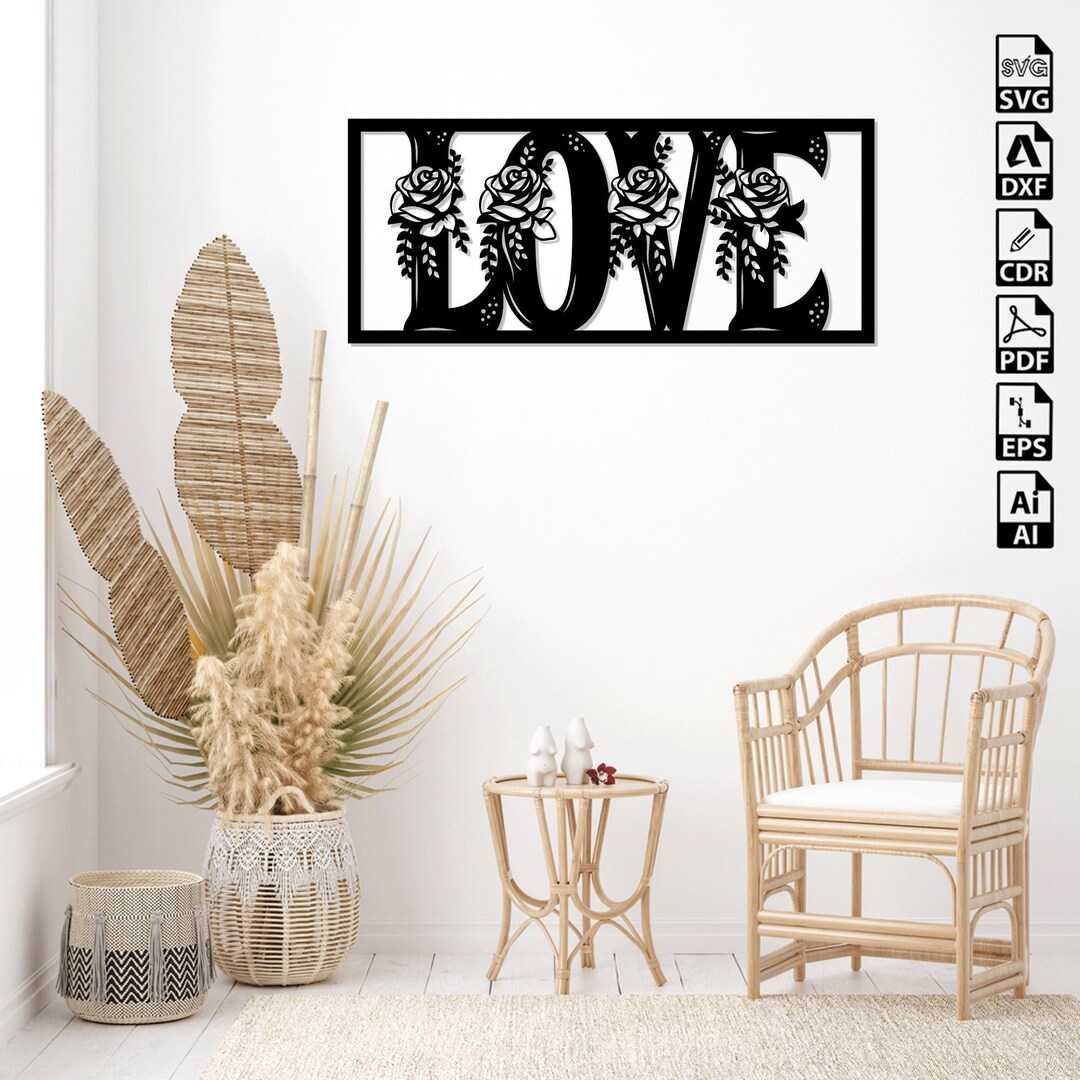 Love Floral Dxf Svg Pdf Digital Download Glowforge Laser Cut Cnc ...