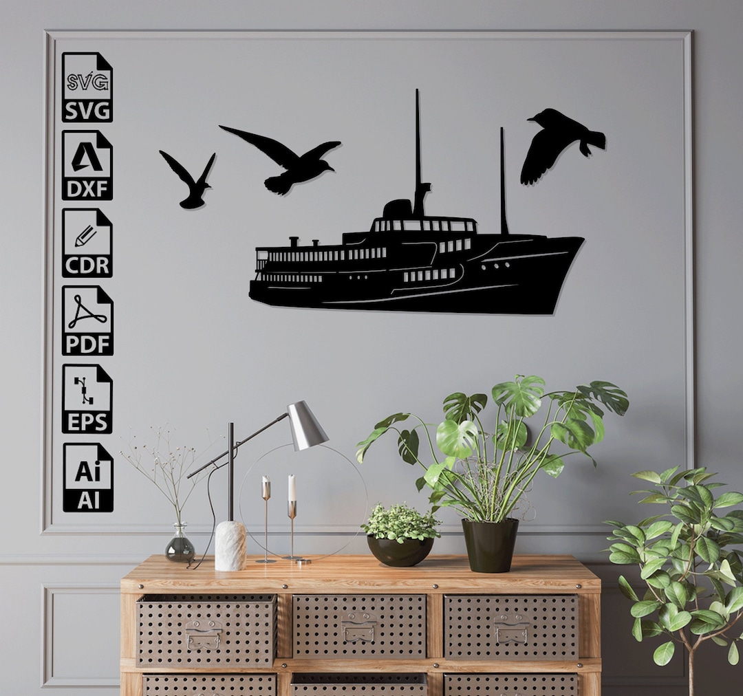 Ship Dxf Seagull Svg Pdf Digital Download Laser Cut Cnc Cutting Router ...