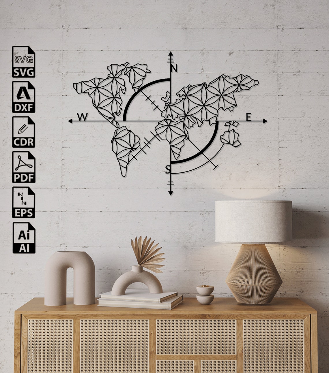 World Globe Dxf Mapa del mundo Svg Pdf Descarga digital Corte láser Cnc ...