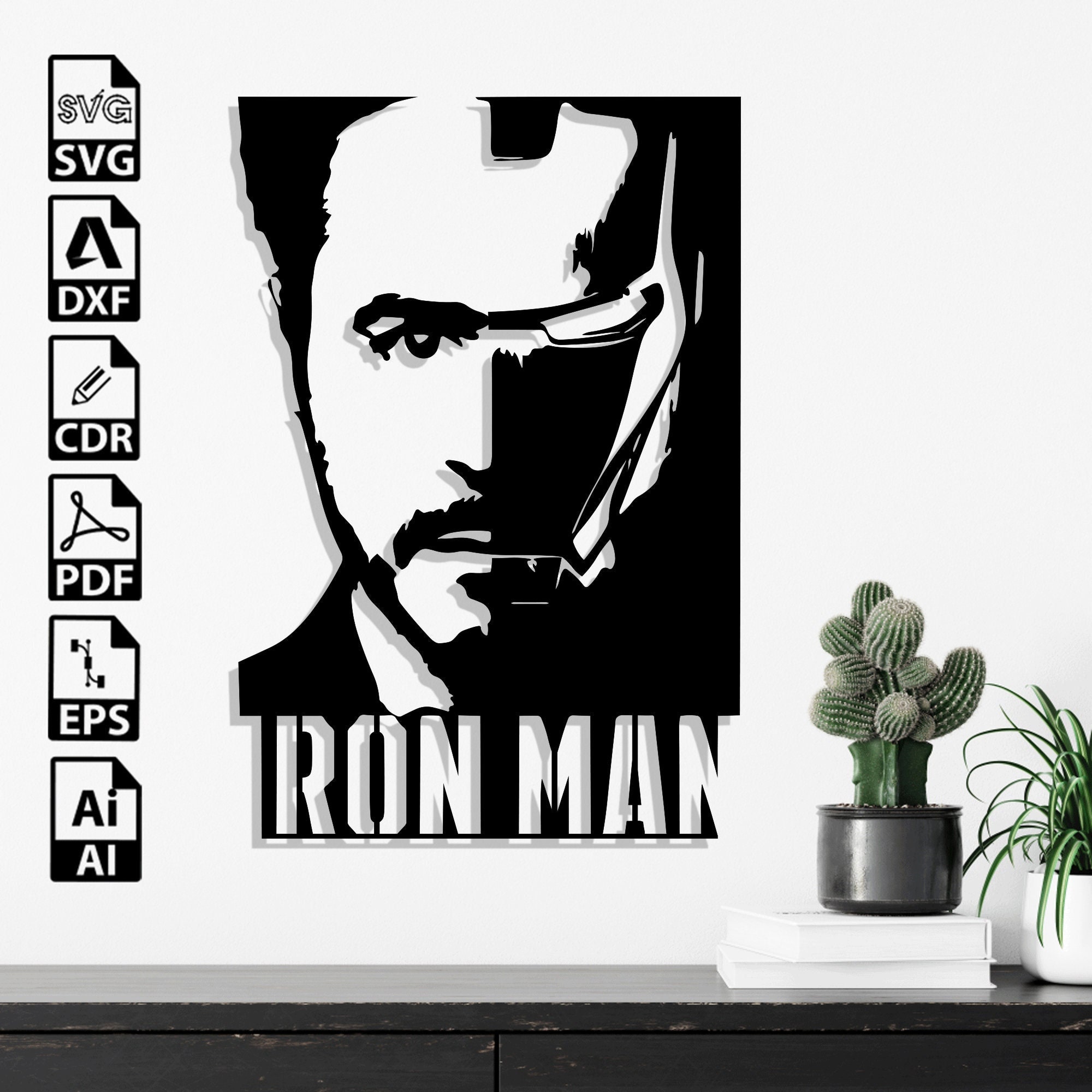 Iron Man Tony Stark Laser Cut SVG DXF Files Cricut, CNC, Wall Art ...