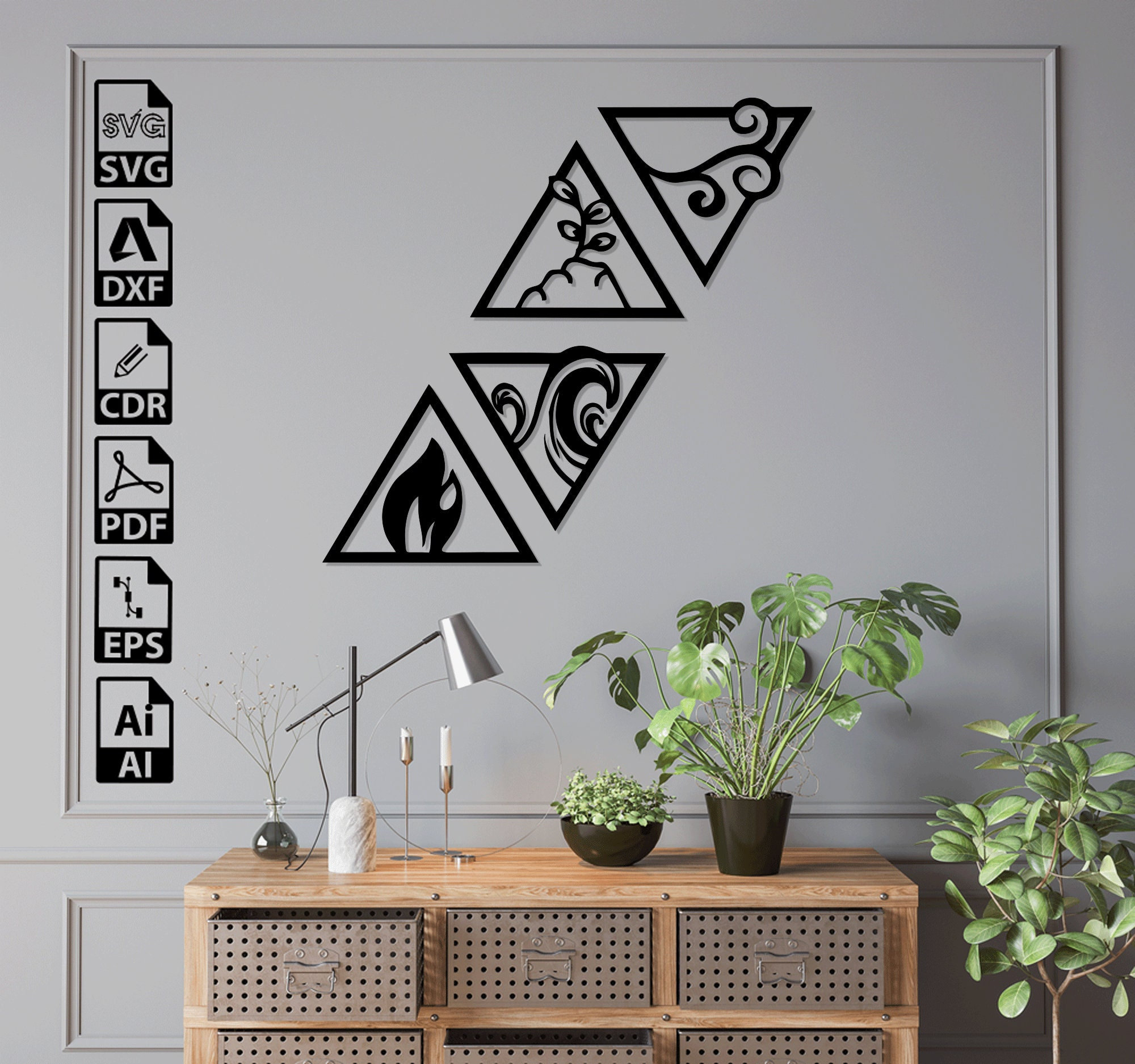 4 Element Dxf Four Elements Svg Digital Download Laser Cut Cnc Cutting ...