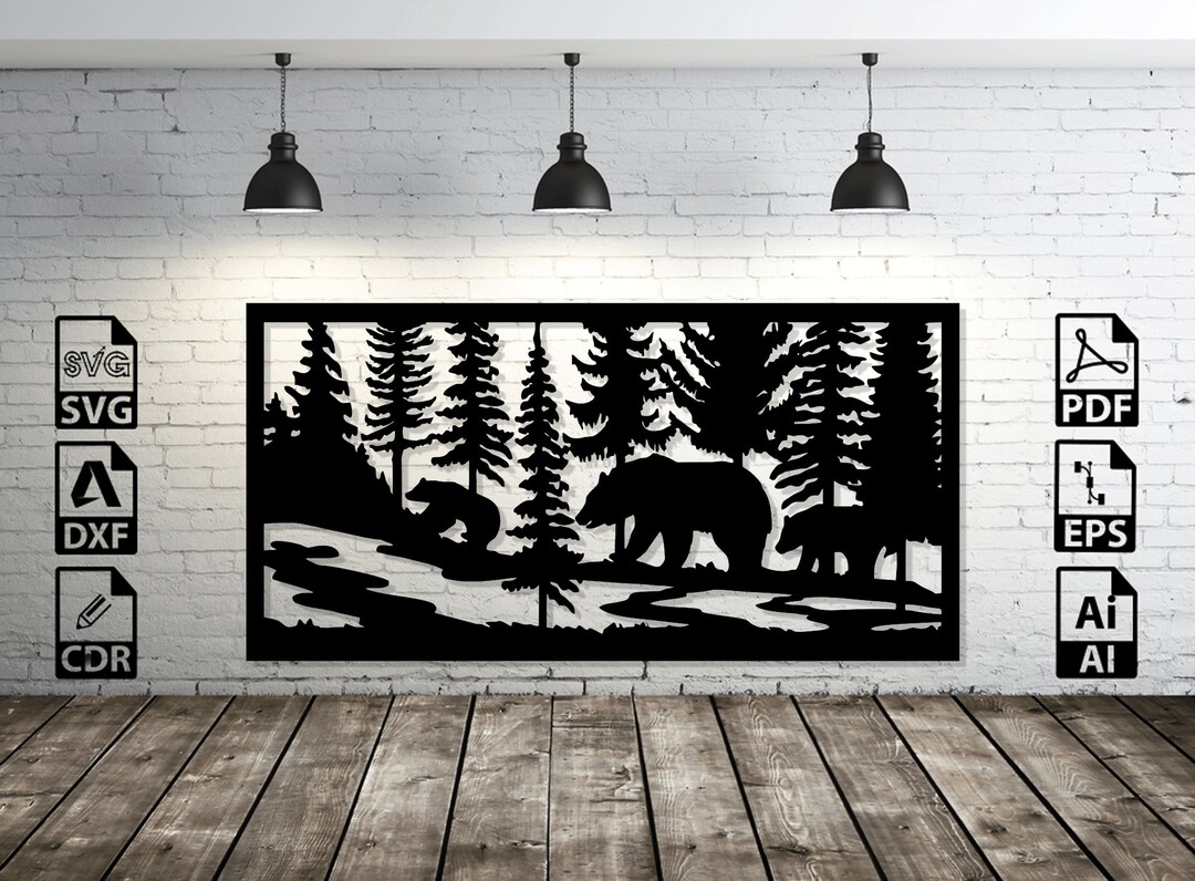 Bear Mountain Forest Panel Laser Cut SVG DXF Files – Cricut, CNC, Wall ...