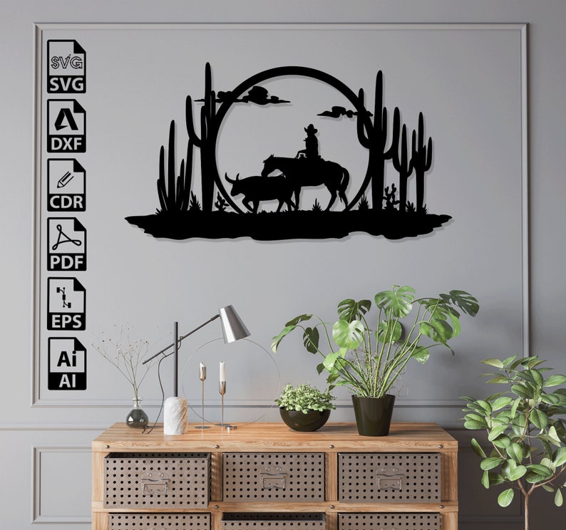 Cowboy Western Texas Horse Dxf Svg Digital Download Laser Cut - Etsy