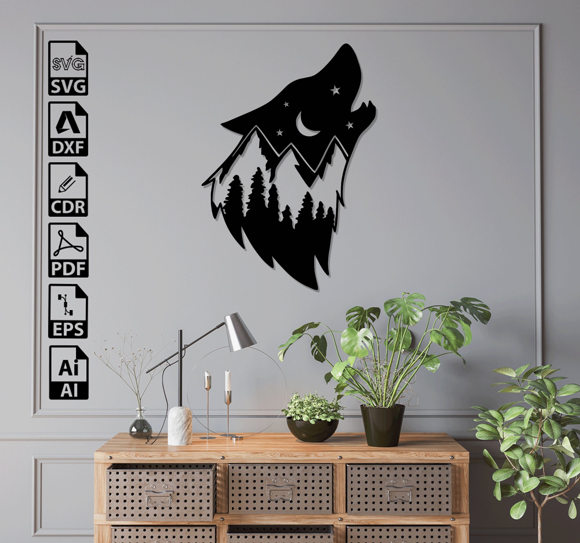 Howl Wolf Dxf Forest Svg Digital Download Laser Cut Cnc - Etsy