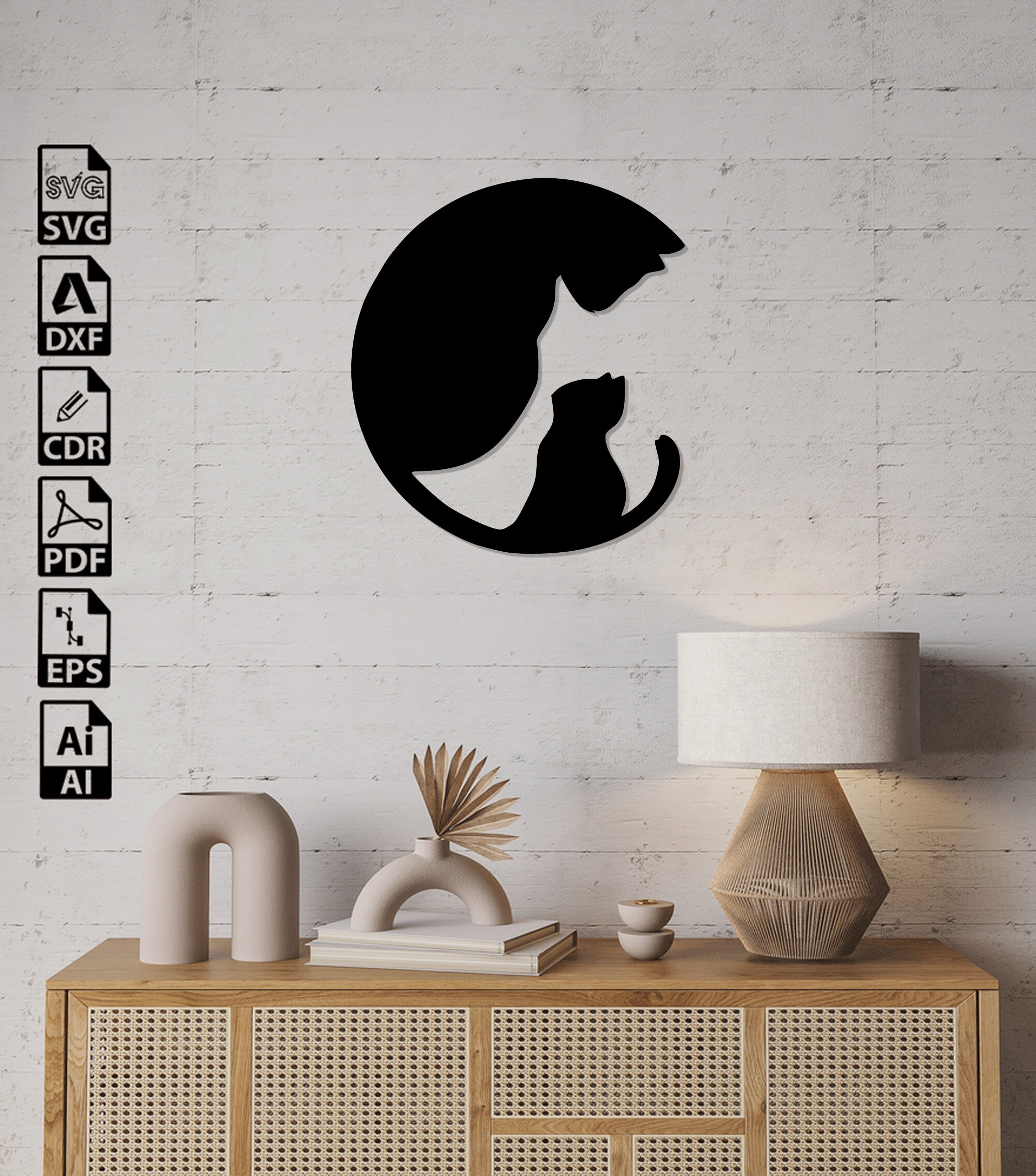 Cat Love Dxf Kitten Svg Pdf Eps Cdr Digital Download Laser Cut Cnc ...