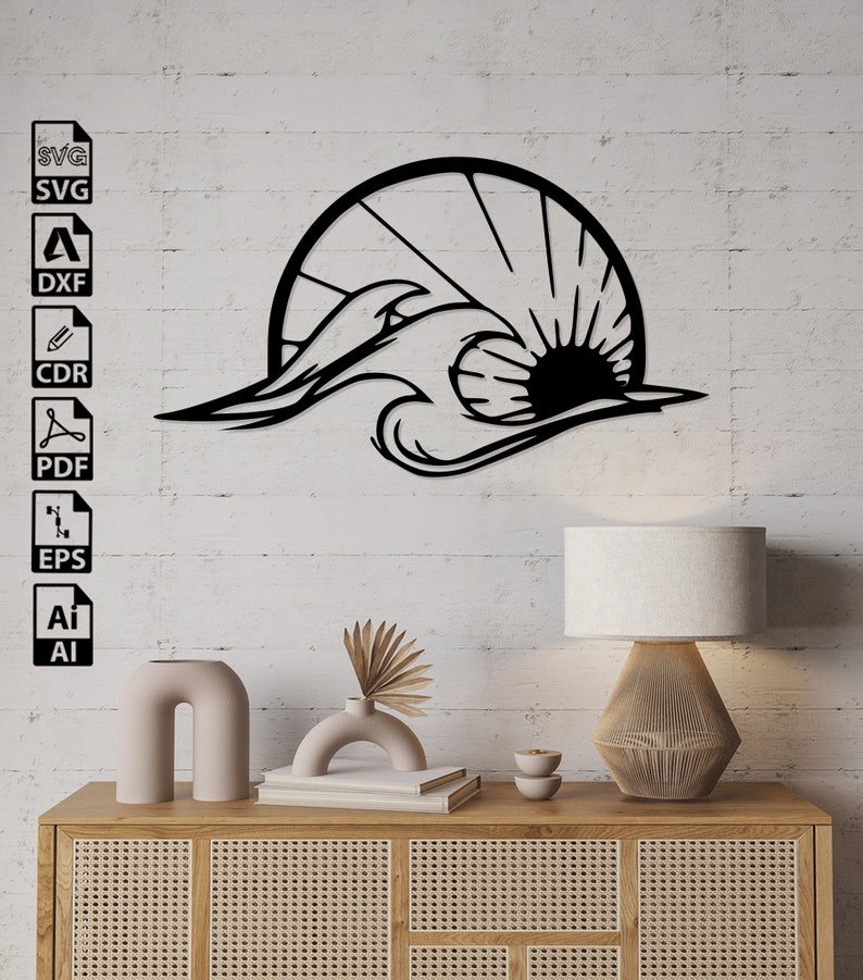 Wave Dxf Sun Svg Pdf Glowforge Digital Download Laser Cut Cnc Cutting ...
