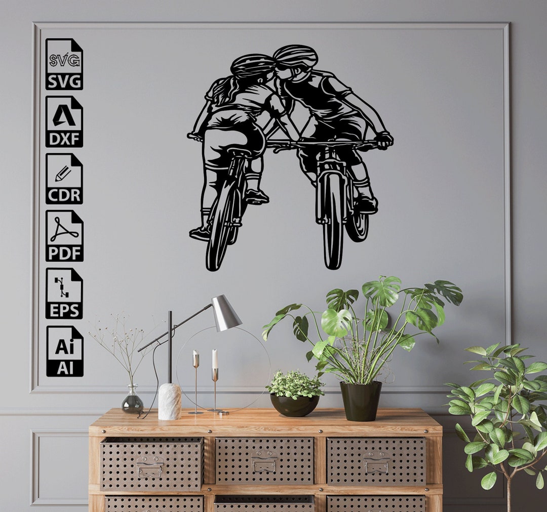 Bike Bicycle Love Couple Laser Cut SVG DXF Files – Cricut, CNC, Wall ...