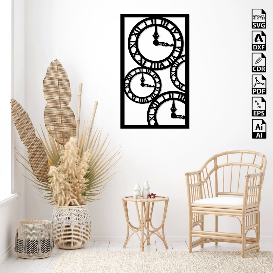 Decorative Wall Clocks Dxf Svg Digital Download Laser Cut Cnc Cutting ...