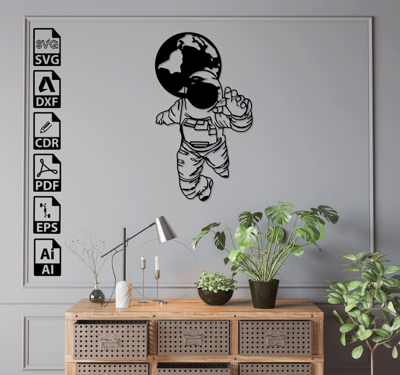 Astronaut Space Dxf Eps Cdr Pdf Svg File Wall Sticker Pdf Silhouette ...