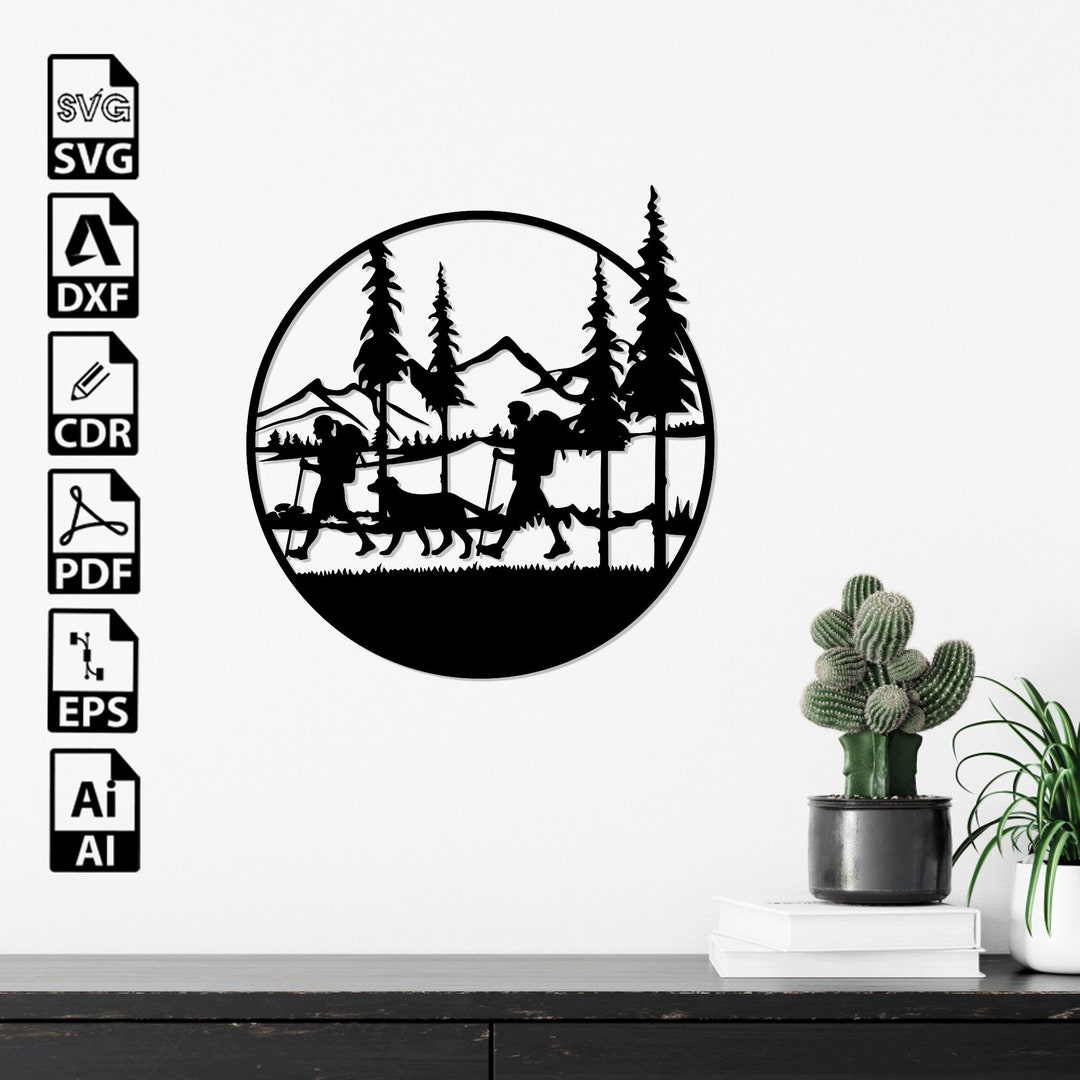 Nature Forest Dxf Hiking Svg Pdf Digital Download Laser Cut Cnc Cutting ...