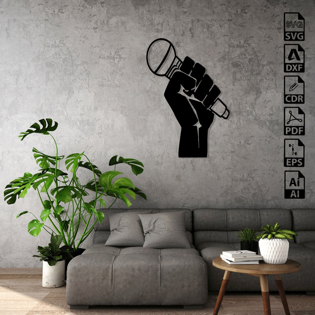 Microphone Hand SVG DXF: Laser Cut Files, Cricut, CNC (digital Download ...