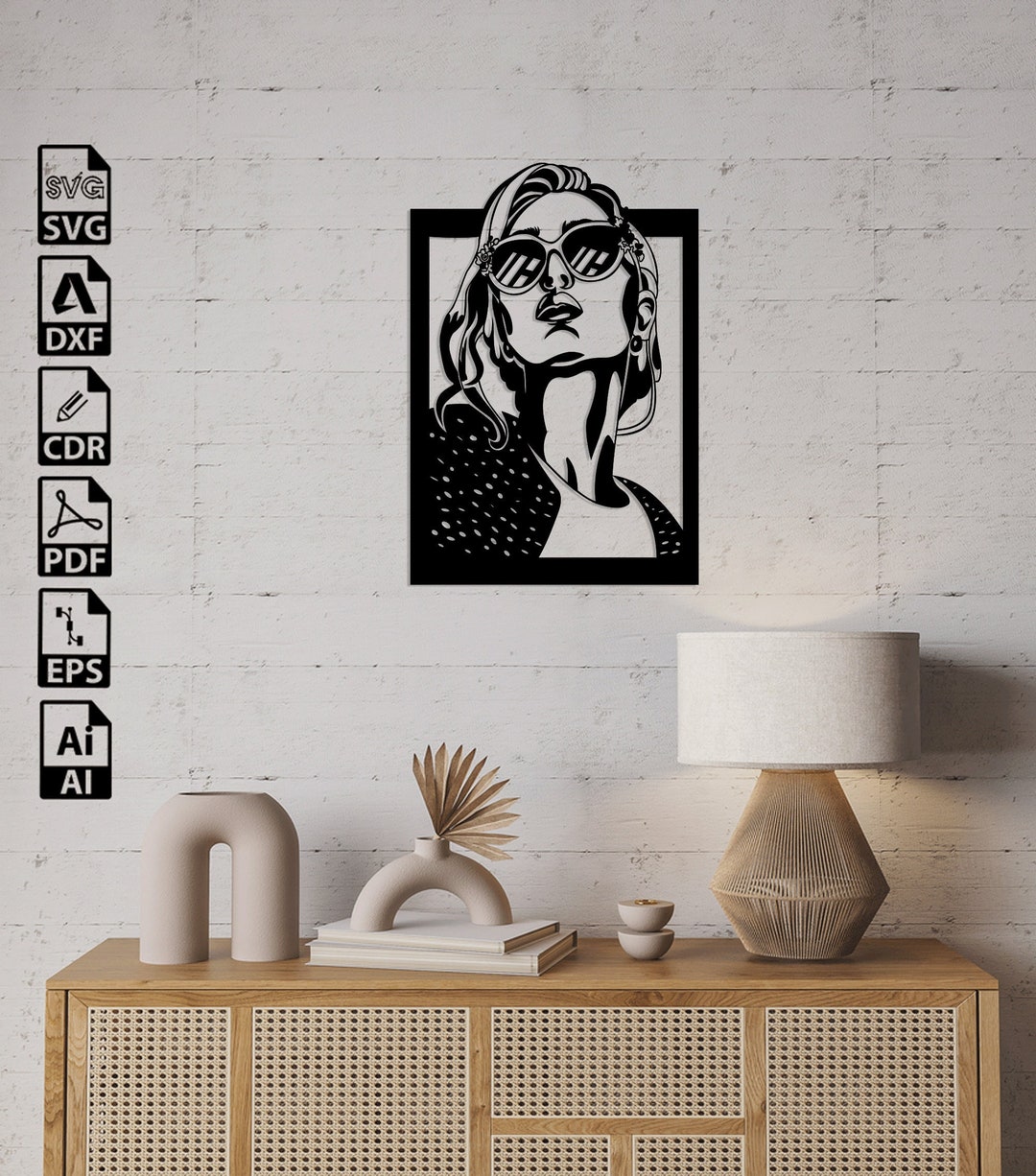 Cool Woman Face Girl Dxf Svg Pdf Digital Download Laser Cut Cnc Cutting ...