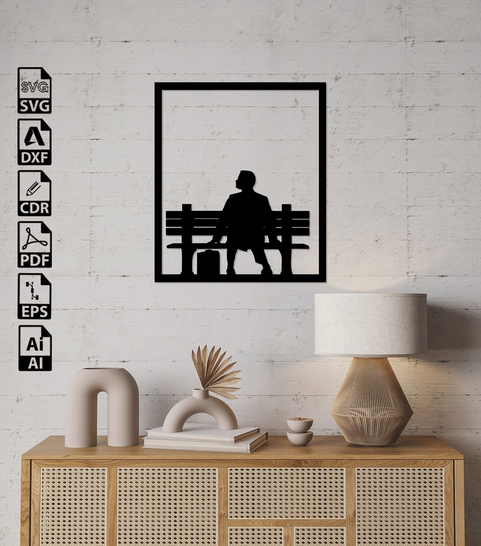 Forrest Gump Dxf Svg File Wall Sticker Pdf Silhouette Template ...