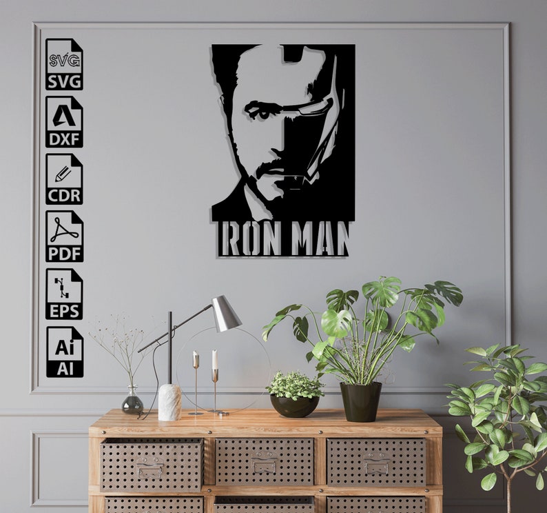 Iron Man Tony Stark Laser Cut SVG DXF Files Cricut, CNC, Wall Art ...