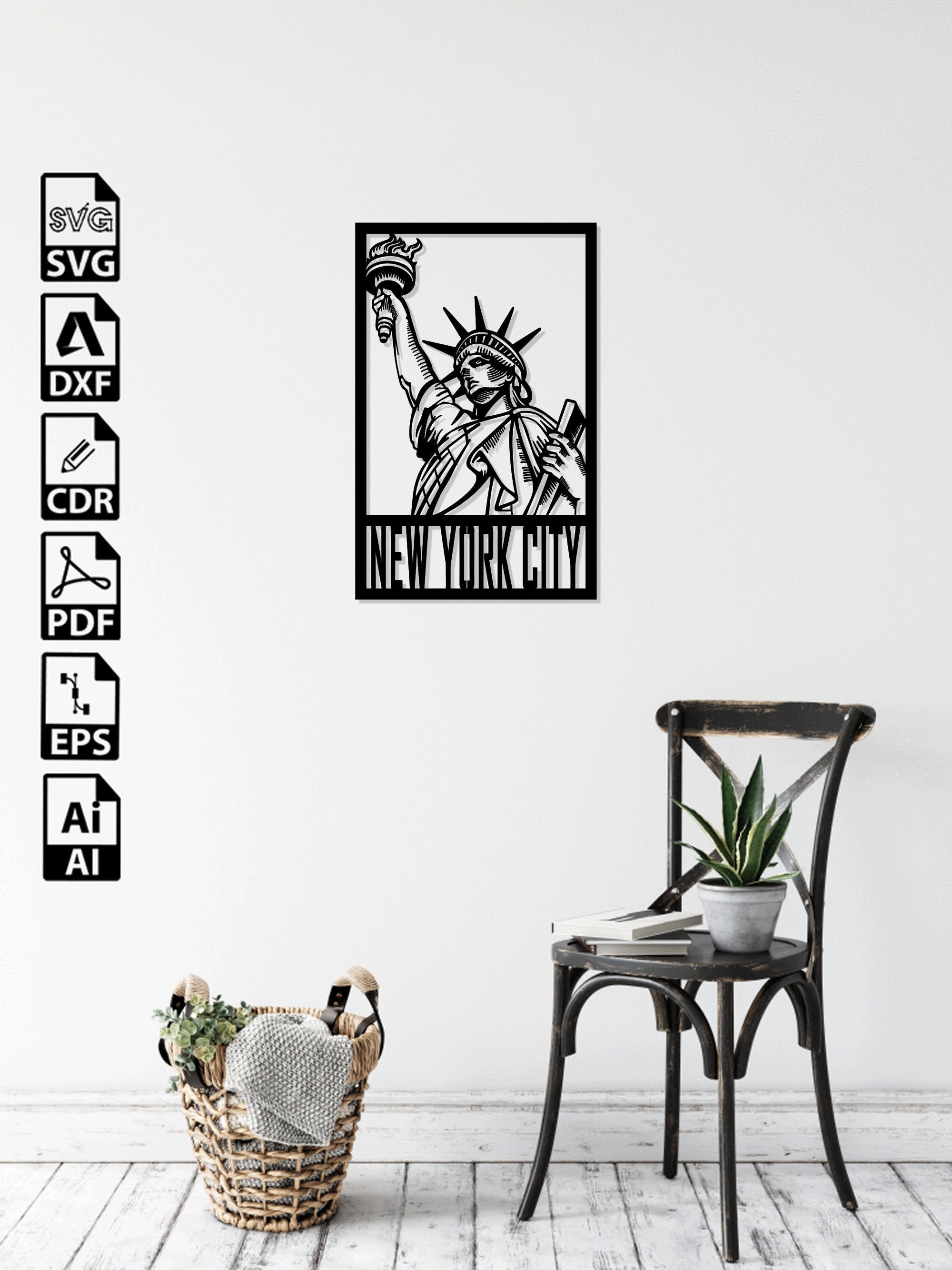 Digital Prints USA Flag Statue of Liberty design laser svg dxf file pdf ...