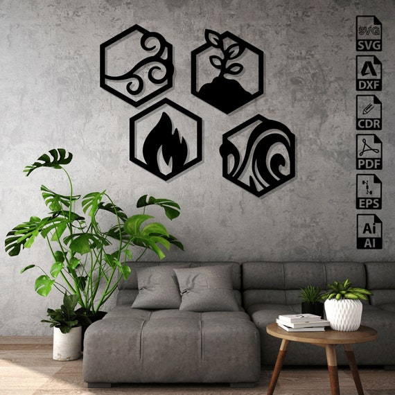 4 Element Hexagon Dxf Svg Pdf Digital Download Laser Cut Cnc - Etsy