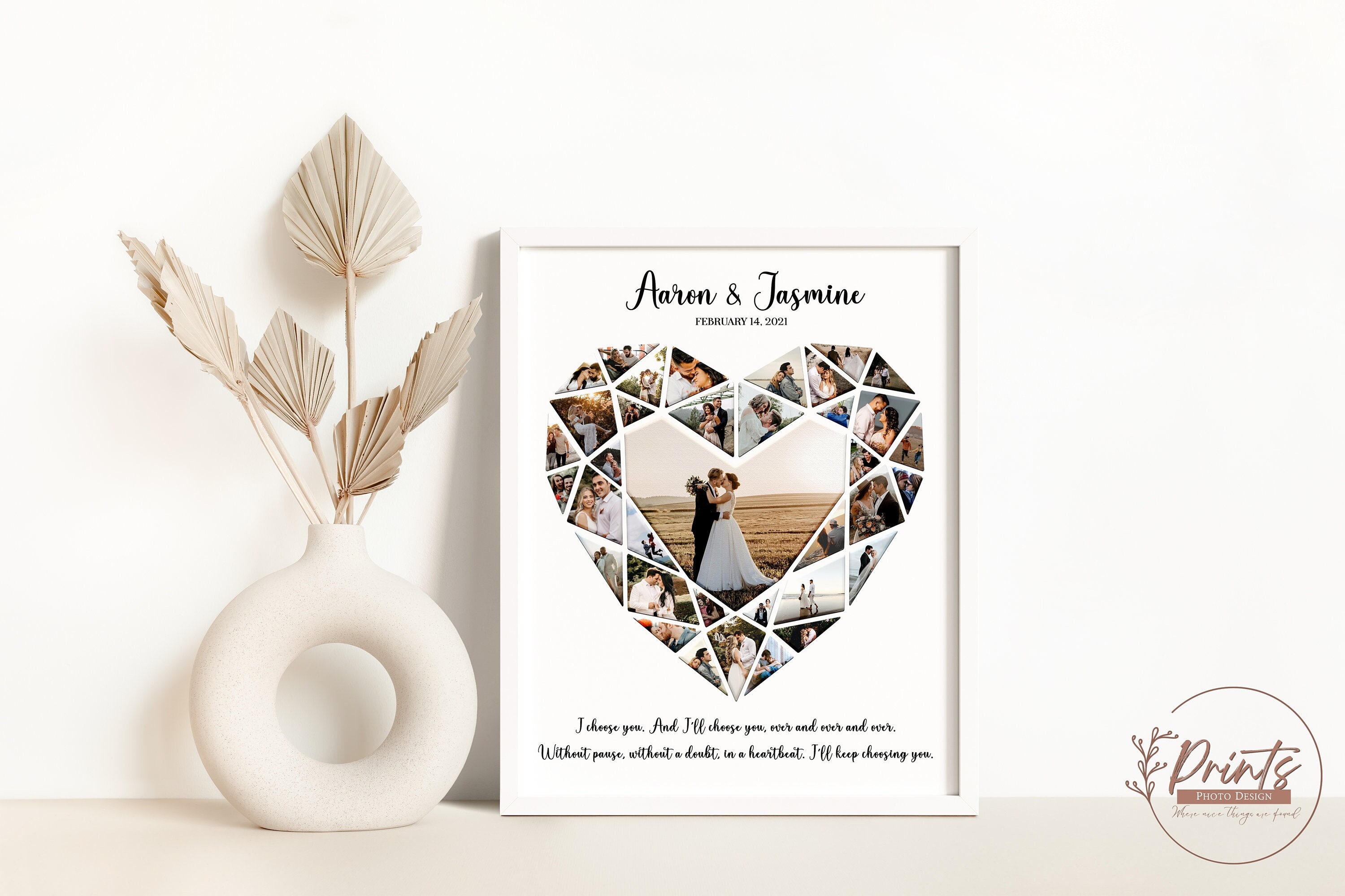 Custom Heart Photo Collage, Anniversary Collage Gift for Boyfriend ...