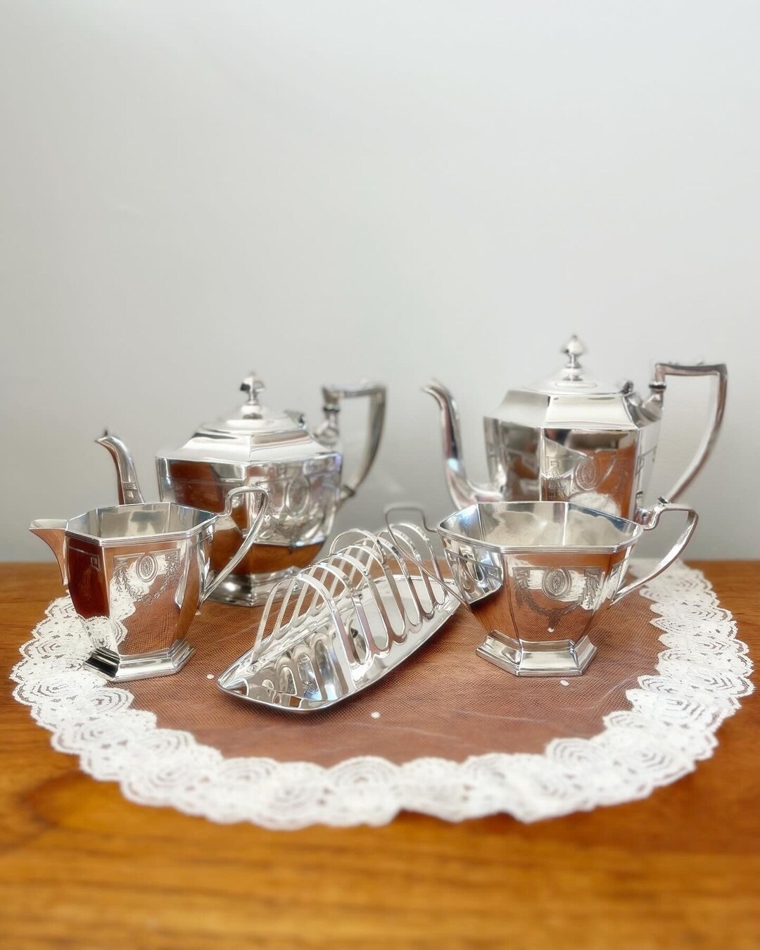 1930s HOLMES AND EDWARDS Vintage Art Deco Silver Plated Tea Coffee ...