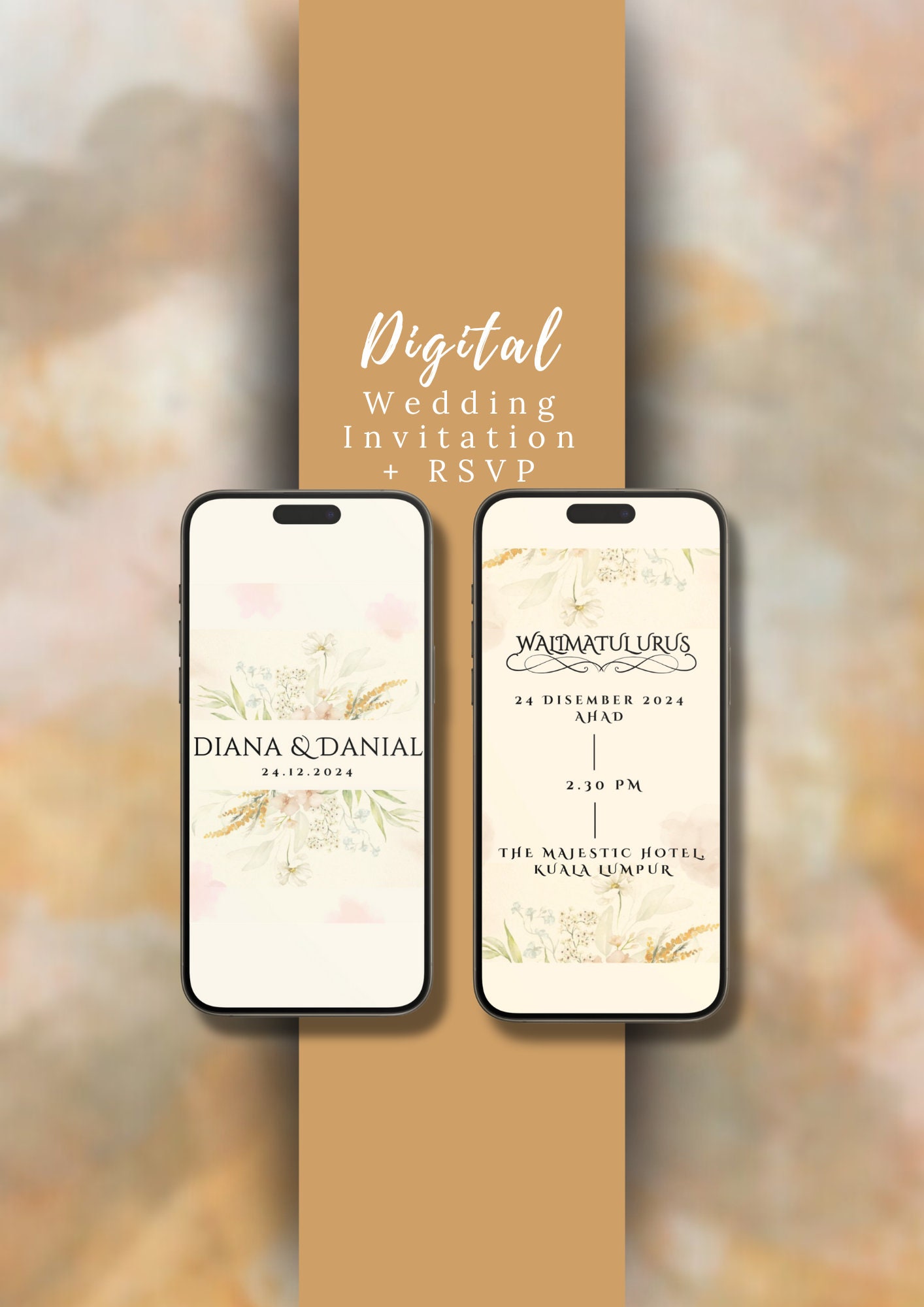 Editable Digital Kad Kahwin Akad Nikah Tunang Muslim Wedding Invitation Template Walimatulurus ...