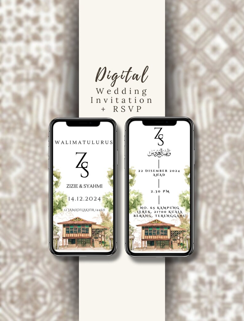 Editable Digital Malay Kampung Wedding Theme Invitation Card Jemputan ...