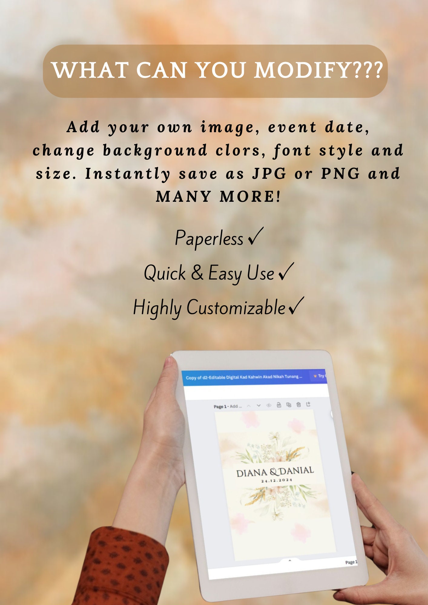 Editable Digital Kad Kahwin Akad Nikah Tunang Muslim Wedding Invitation ...