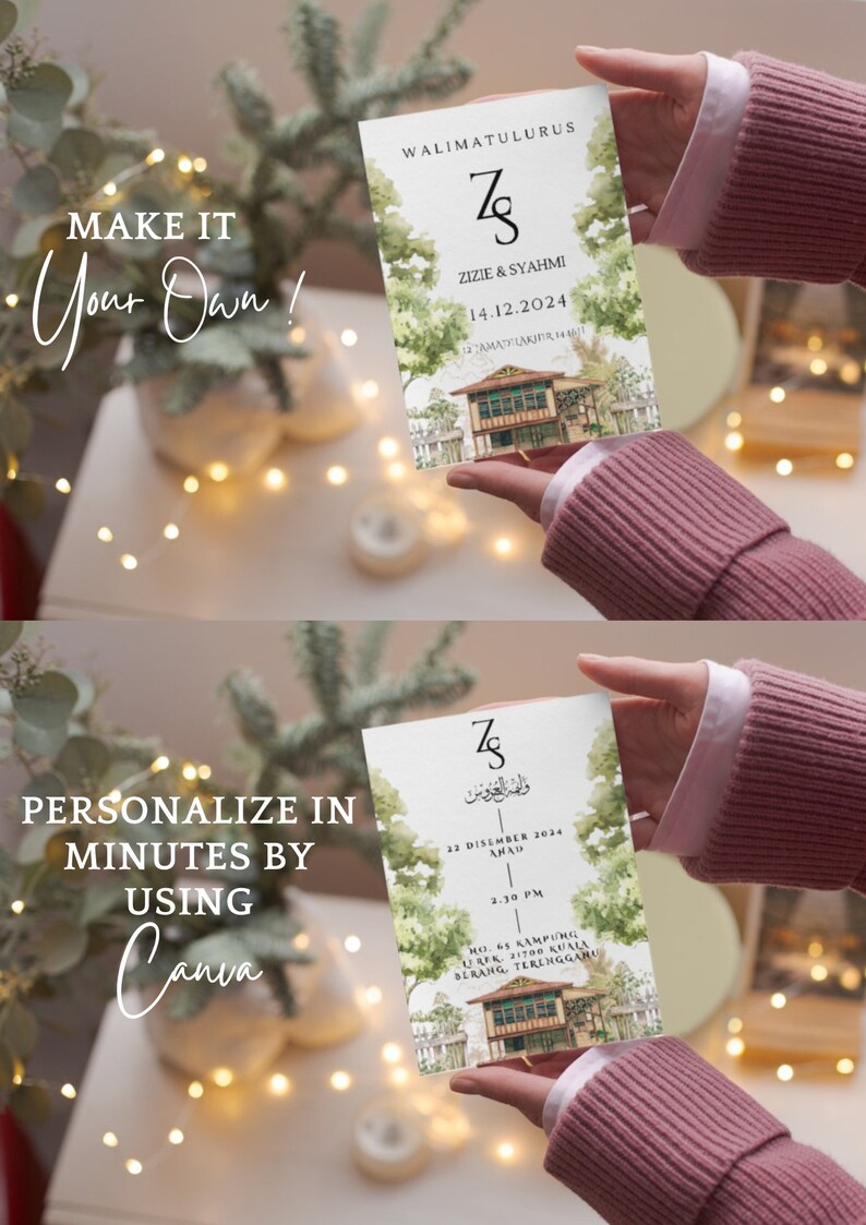 Editable Digital Malay Kampung Wedding Theme Invitation Card Jemputan ...