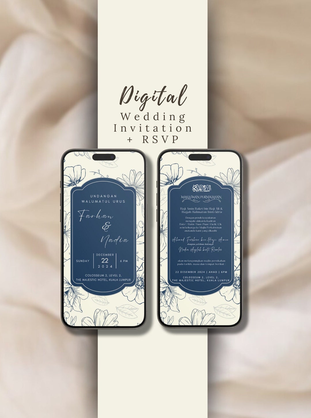 Editable Digital Kad Kahwin Akad Nikah Muslim Malay Wedding Invitation Template Walimatulurus ...