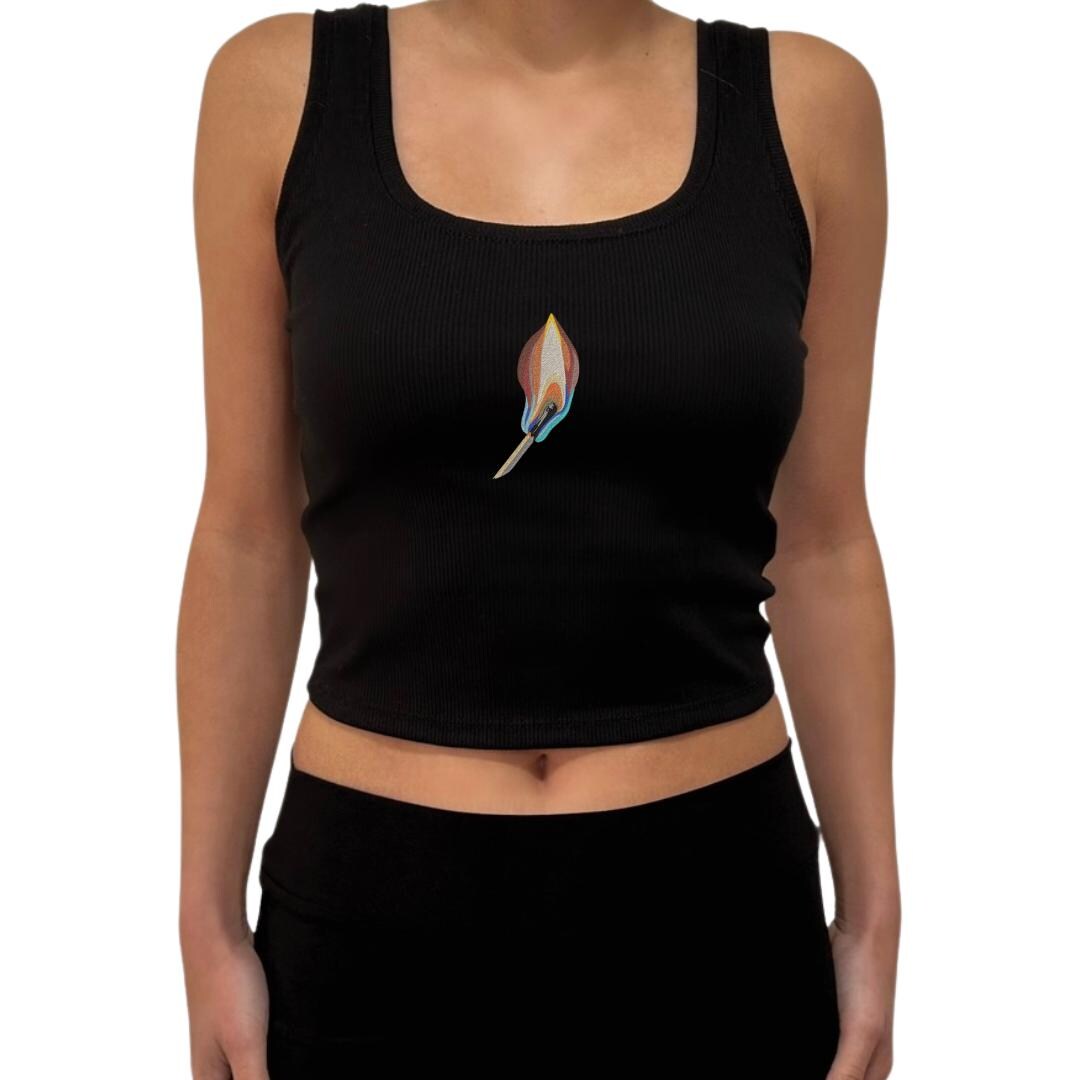 Match & Flame Embroidered Tank Top, Ribbed Graphic Crop Top. - Etsy