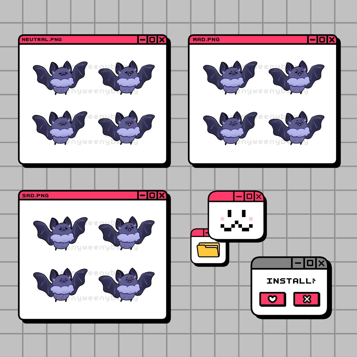 Bat Pngtuber - Cute Avatar for Twitch Streaming - Etsy