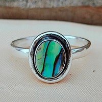 Silver Abalone Teardrop Ring - Handcarved One of a Kind Chunky Silver ...