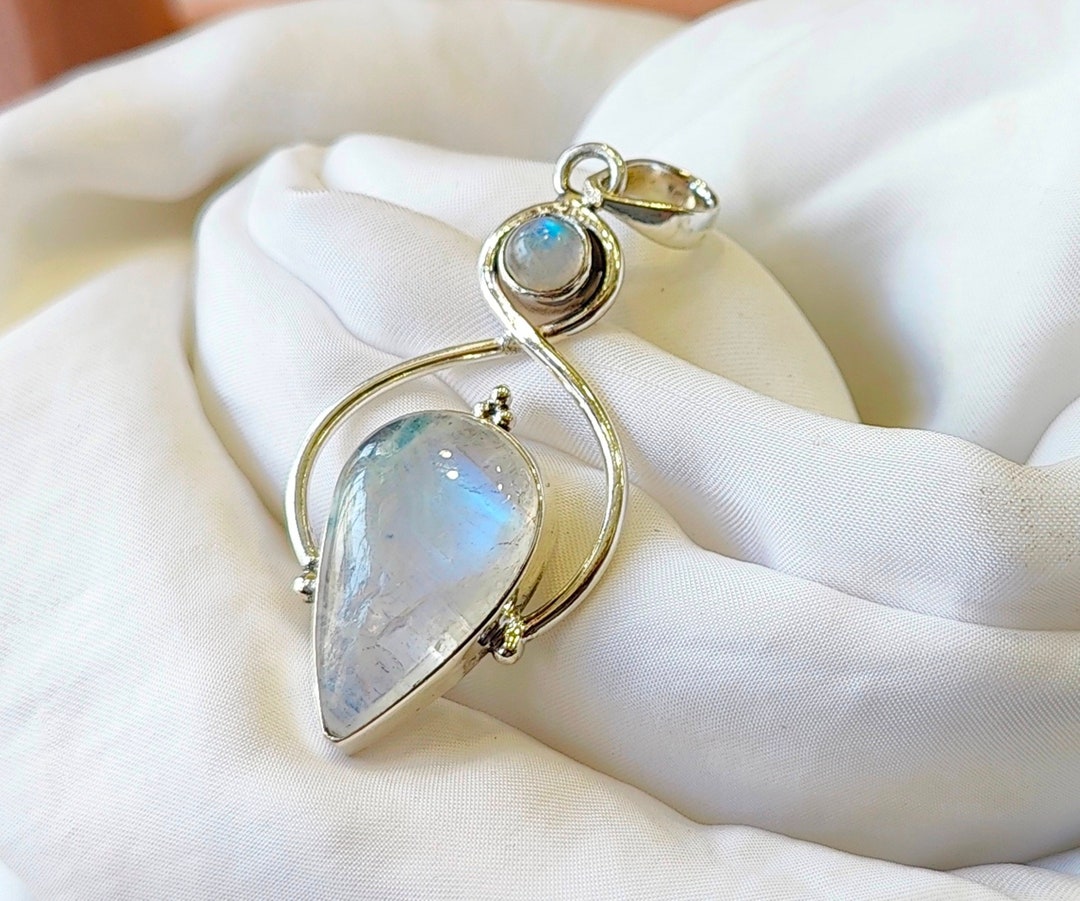 Good Looking Moonstone Pendant, Pear & Round Shape Stone, Wedding Gift ...