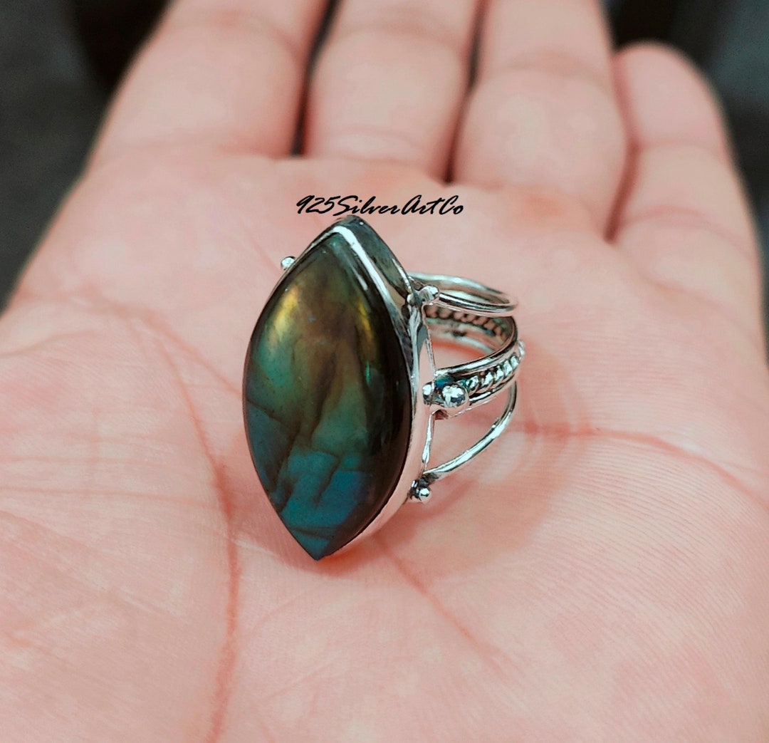 Labradorite Ring, 925 Silver Labradorite Jewelry, Bohemian Ring, Women ...