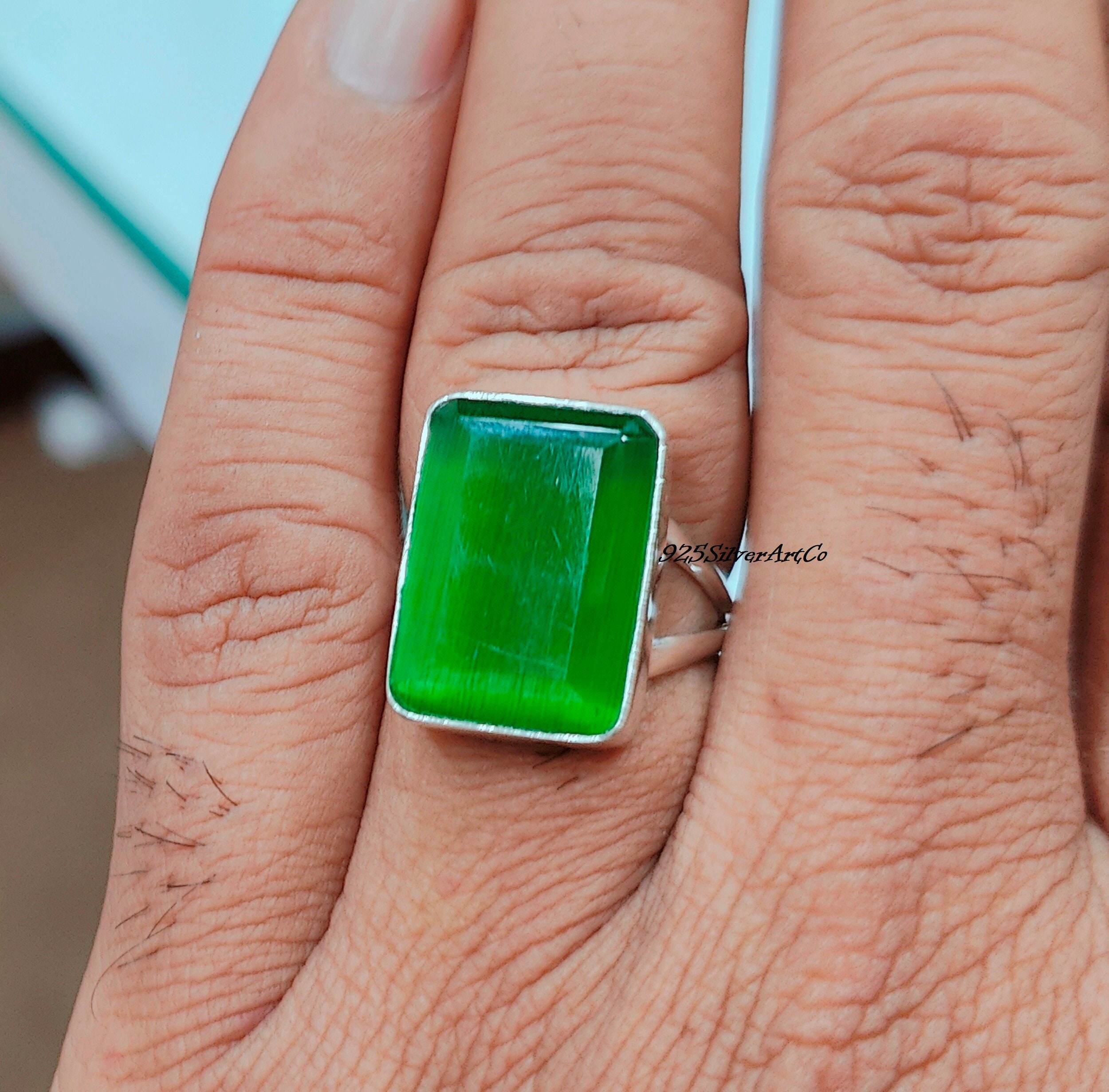 Green calcite ring Etsy