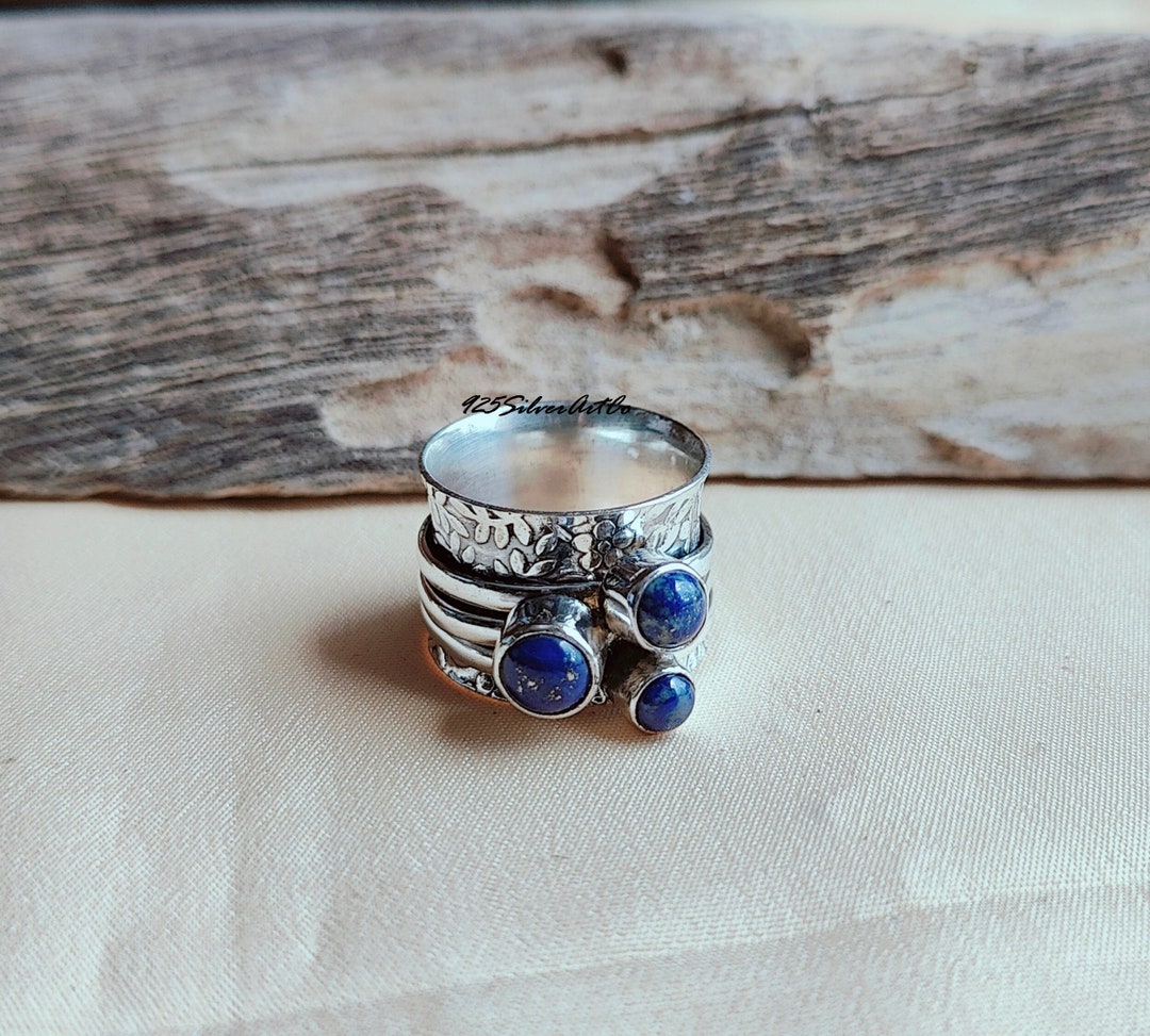 Spinner Lapis Lazuli Ring, 925 Sterling Ring, Handmade Ring, Meditation ...