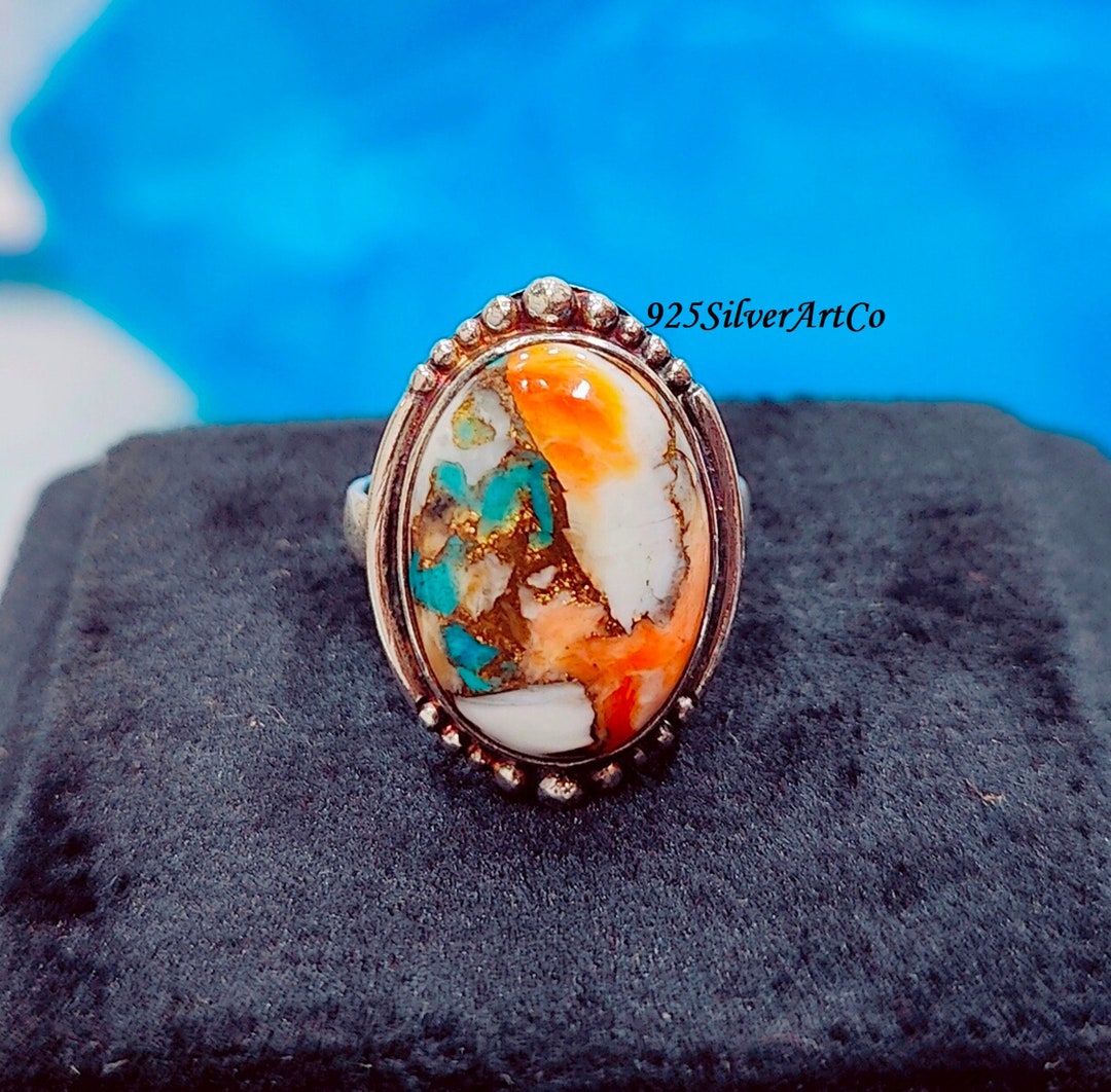 Spiny Oyster Turquoise Ring 925 Silver Sterling Ring - Etsy
