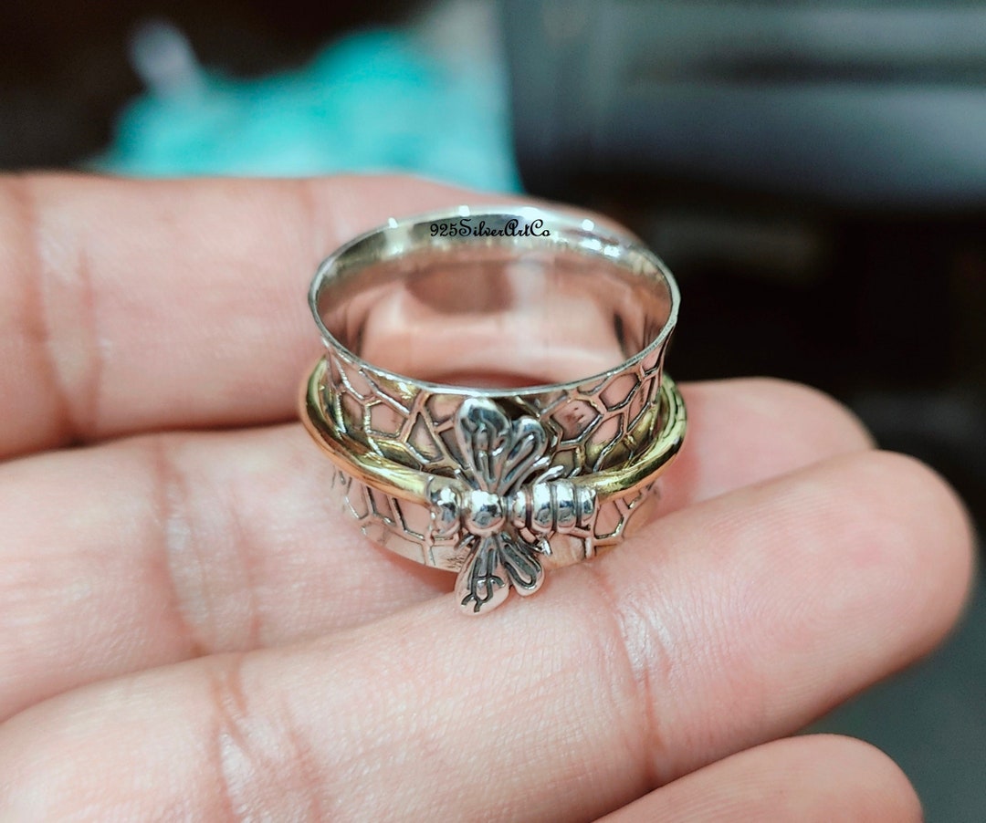 Bee Spinner, Brass Spinner Honeybee Ring, Handmade Ring, Popular Bee ...