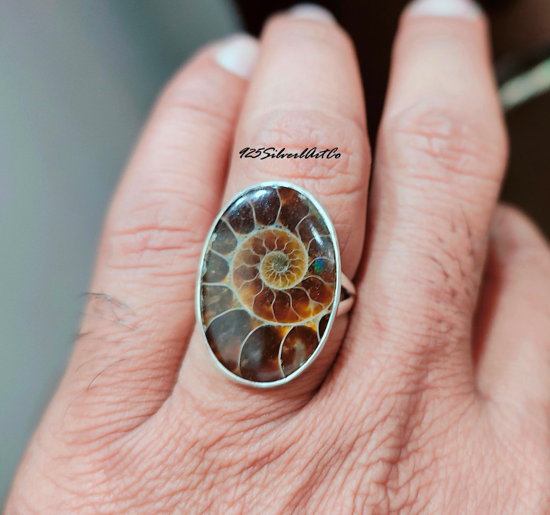 Ammonite Ring, 925 Sterling Silver Ring, Handmade Ring, Women Ring ...