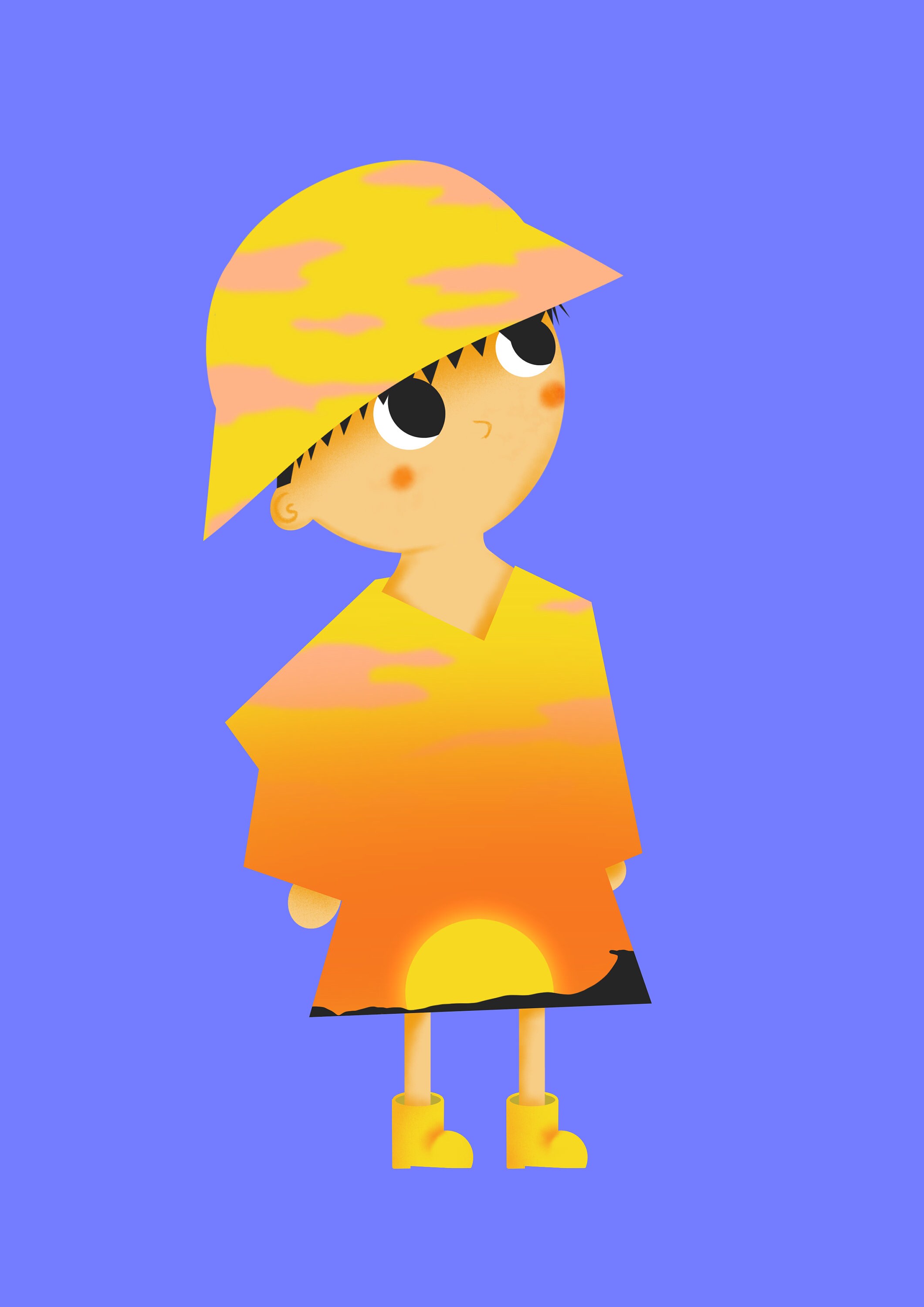 Illustration Kid in a Yellow K-way - Etsy