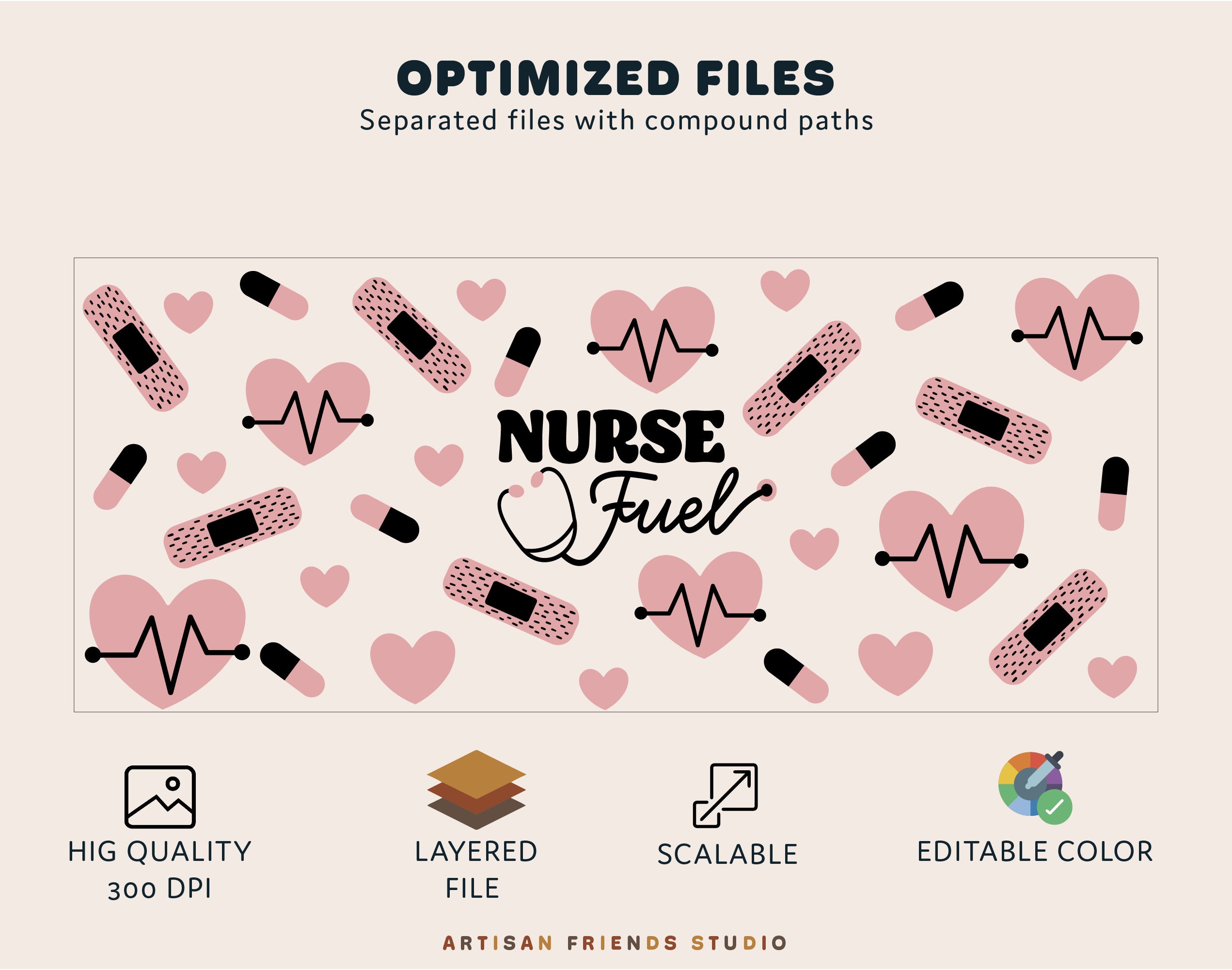 Nurse Fuel Beer Can Wrap 16oz Svg, Medical Svg, Nursing Student, Libbey ...