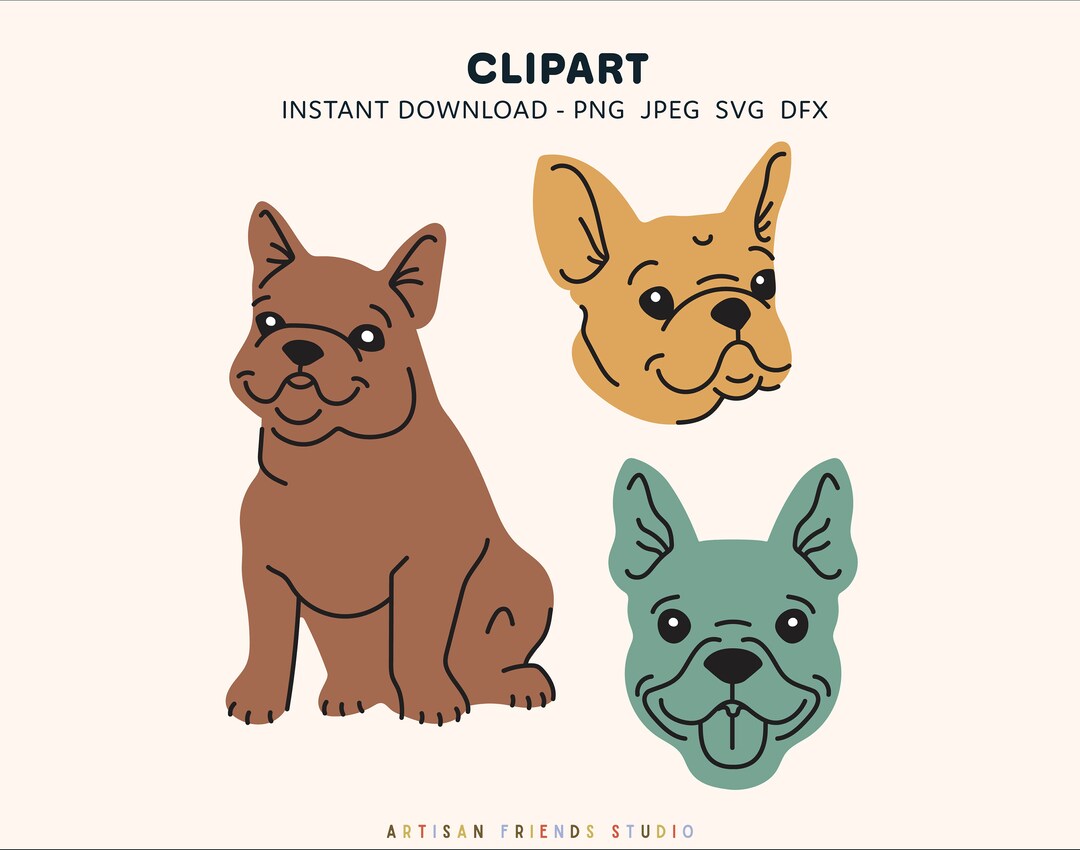 French Bulldog Clipart, Hand Drawn Dog Clipart, Dog Stickers Svg ...