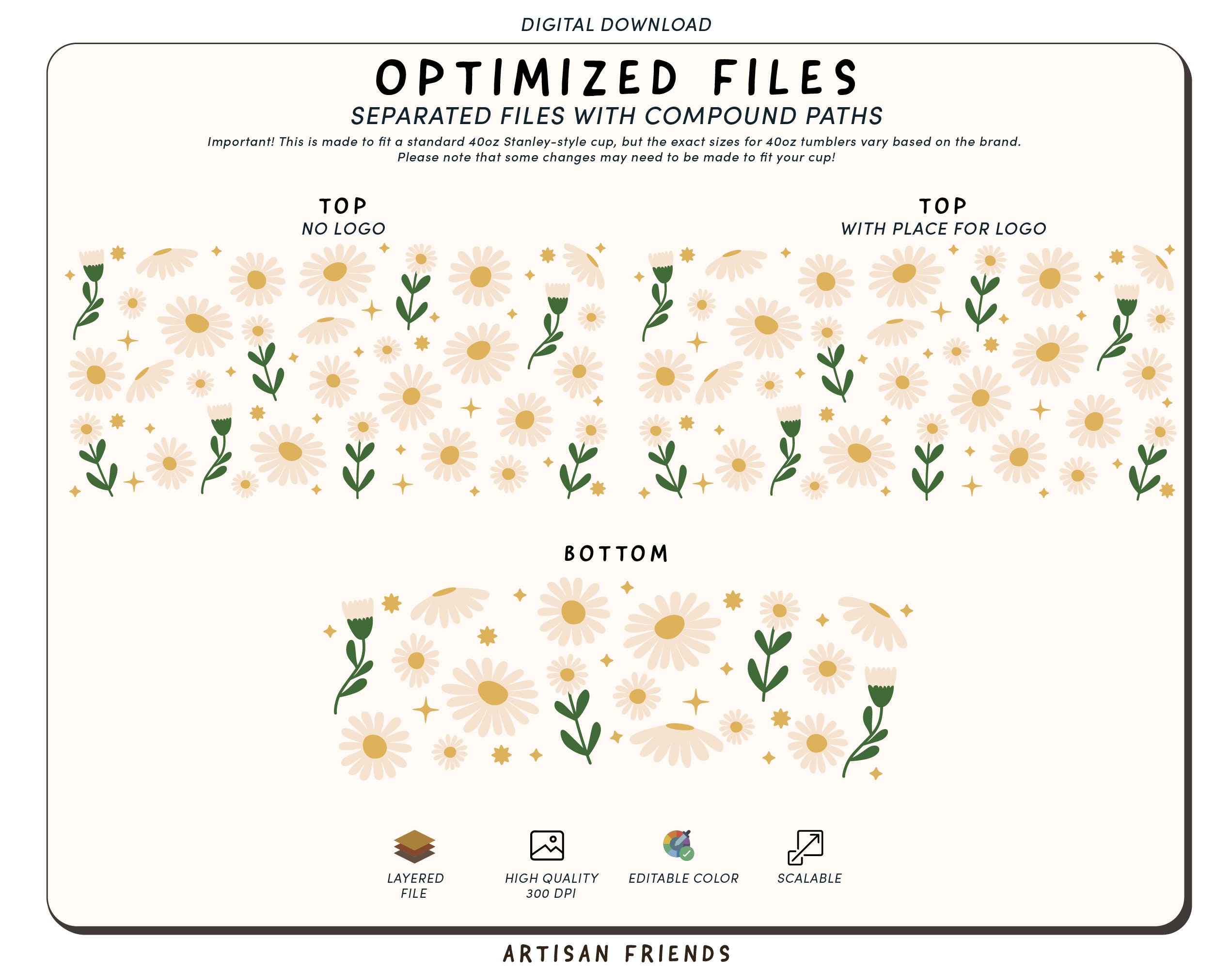 Magical Daisy Flower SVG PNG Design for 40oz Tumbler Wrap - Etsy