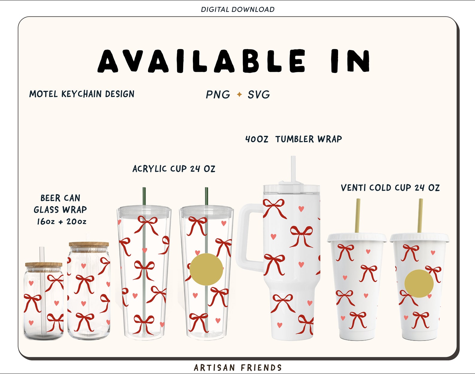 Ribbon & Bow 40oz Stanley Tumbler Wrap SVG - Bow Design, Pink Aesthetic ...