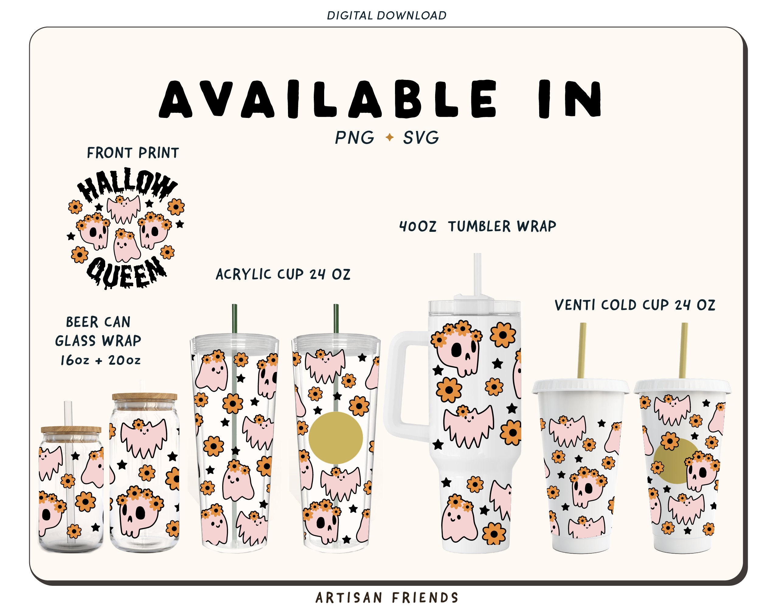 CUTE GHOUL GANG Svg Cut File for Cricut Halloween Svg Flower - Etsy