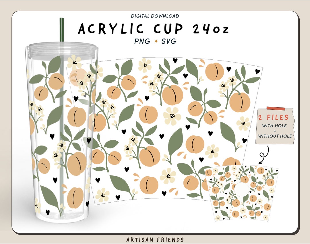 Magical PEACH 24oz Acrylic Cup SVG, Peaches Svg, for Cricut, Spring Png ...