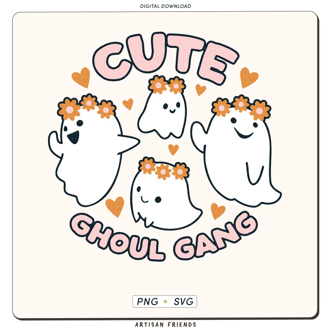 CUTE GHOUL GANG Svg Cut File for Cricut, Halloween Svg, Flower Ghost ...