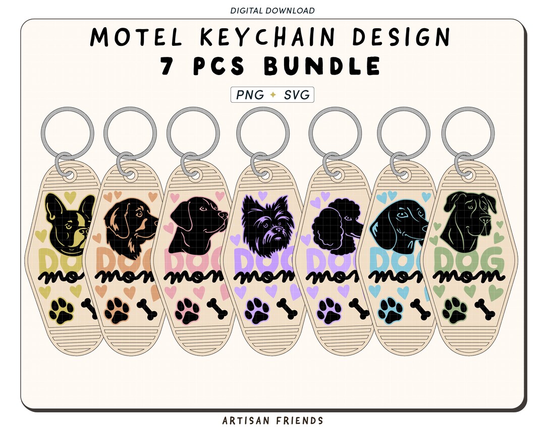 BUNDLE Dog Mom MOTEL KEYCHAIN Svg, Vintage Keychain Svg, Svg for ...