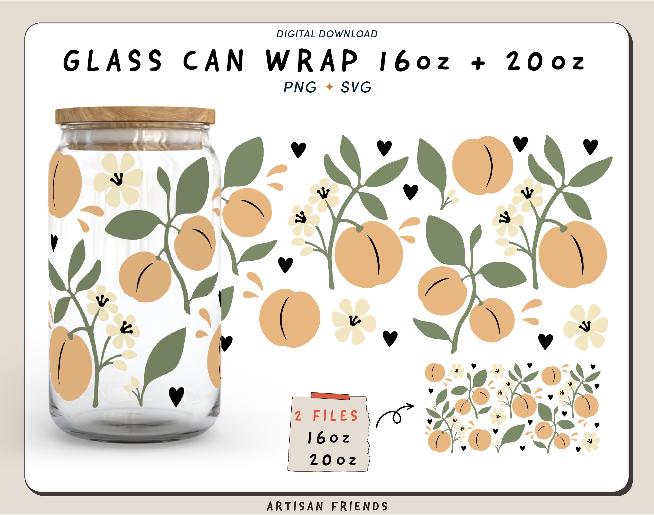 Magical PEACH 16oz 20oz Glass Can Svg Peaches Svg for - Etsy