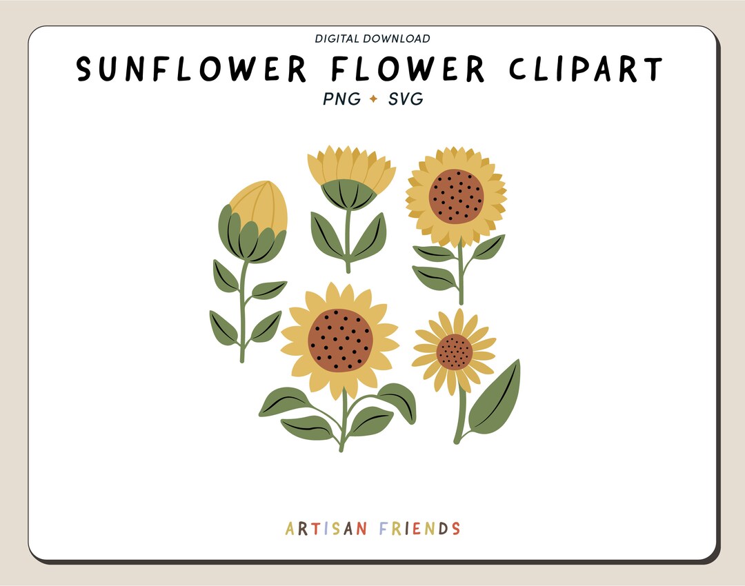 Sunflower Flower PNG and SVG Bundle, Files for Cricut, SVG Illustration ...